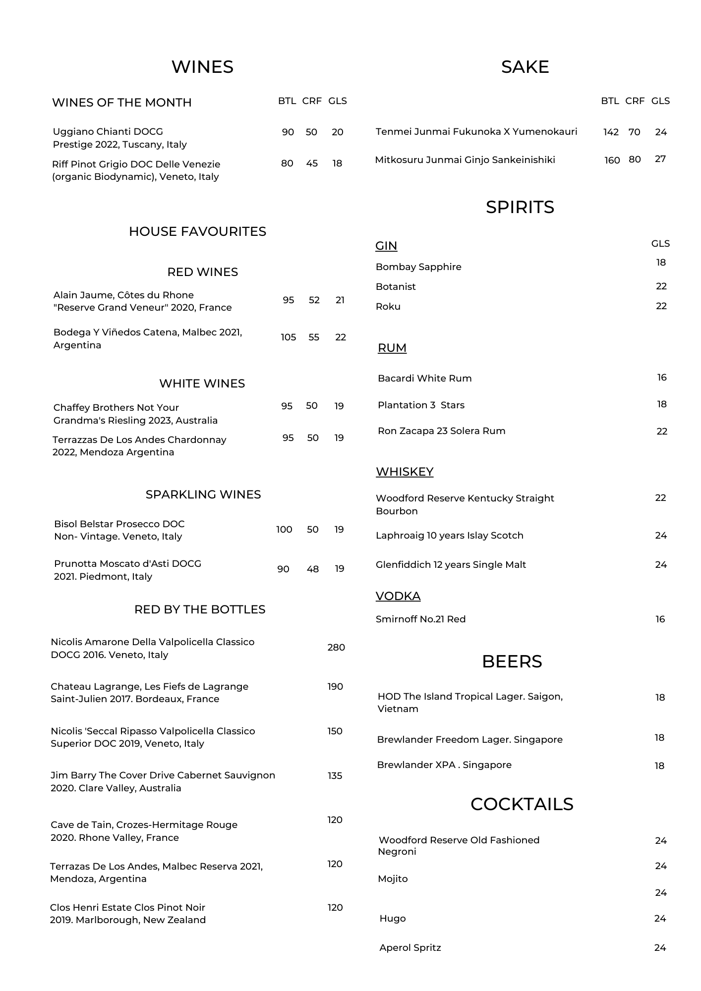 Menu - FBG